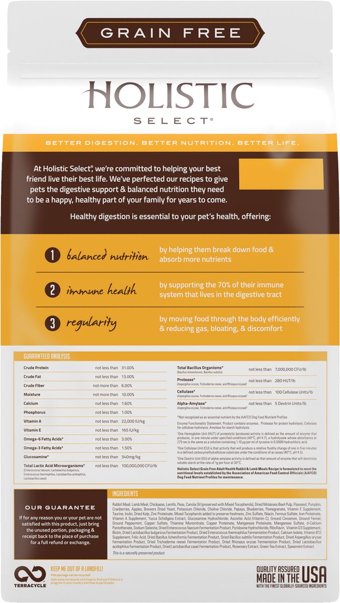 Holistic Select Grain Free Rabbit & Lamb Meal Dry Dog Food - Raleigh ...