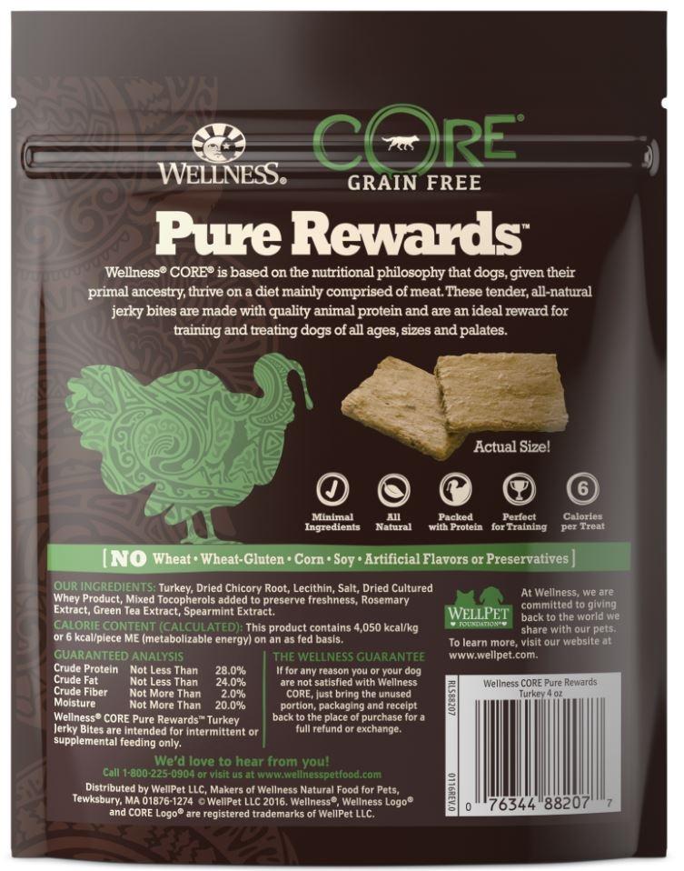 Wellness CORE Natural Grain Free Pure Rewards Turkey Recipe Jerky Bites ...